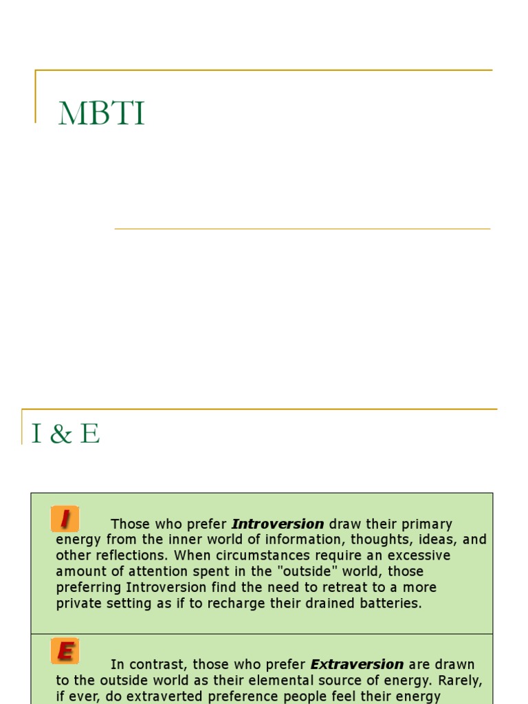 MBTI | Download Free PDF | Extraversion And Introversion | Psychological Concepts