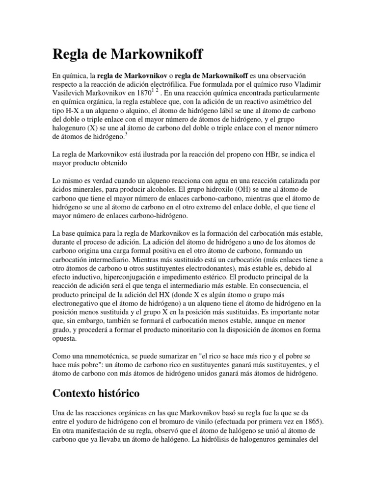 Copia de Regla de Markownikoff | PDF | Química Orgánica | Química