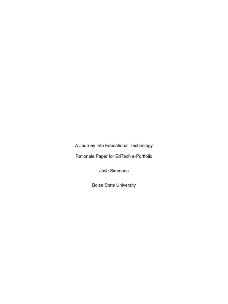 A Journey Into Educational Technology Rationale Paper For Edtech E ...