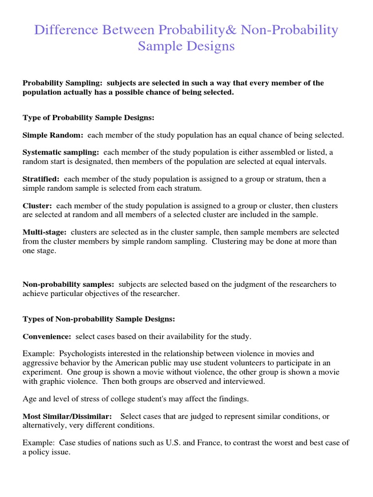 Probability and Non Probability | PDF | Sampling (Statistics ...