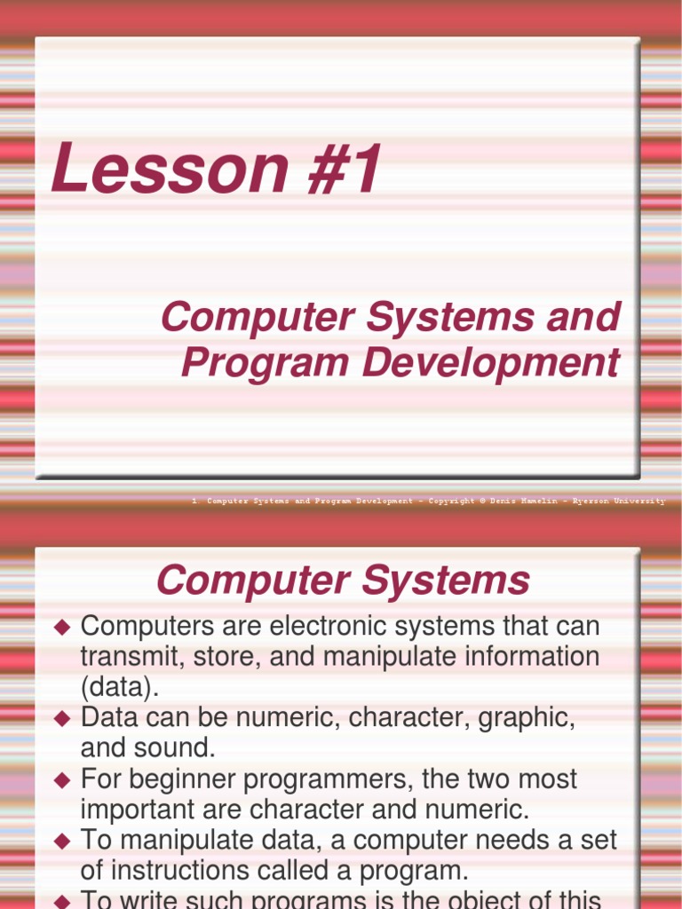 Lesson #1: Computer Systems and Program Development | PDF | Computer ...