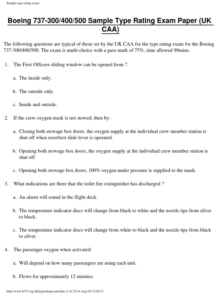 Sample Type-Rating Exam PDF | PDF | Airspeed | Valve