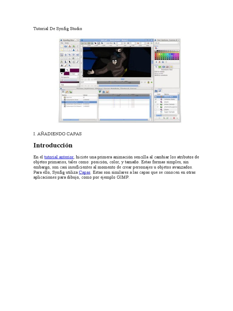 Tutorial de Synfig Studio | PDF | Animación | Ventana (informática)