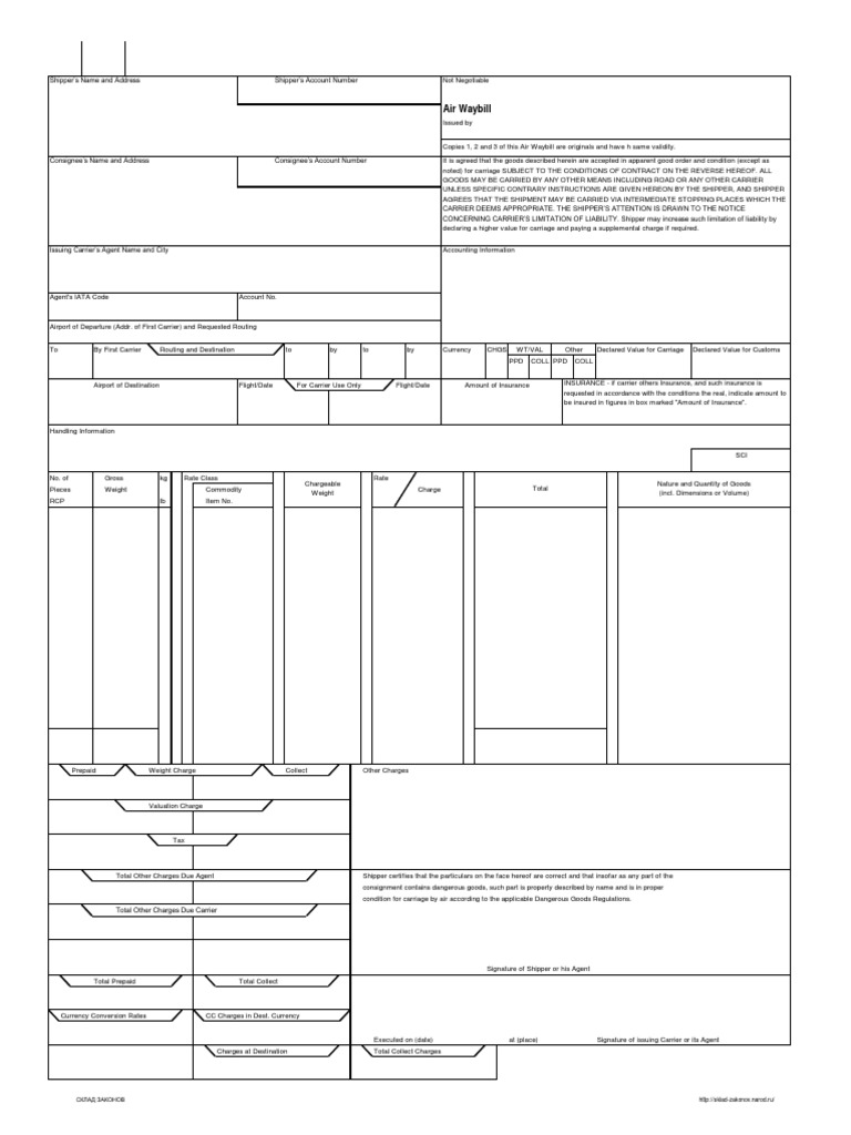 Airway Bill Sample