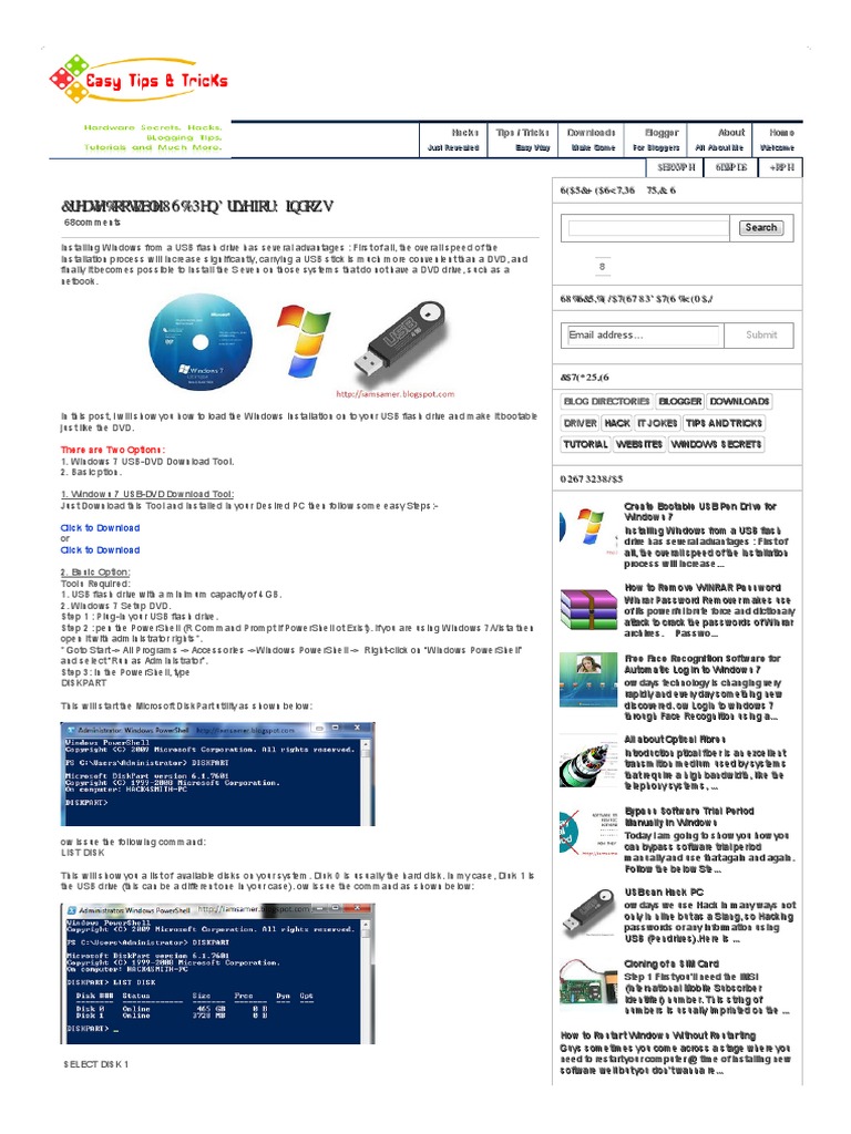 Create Bootable USB Pen Drive For Windows 7 - Easy Tips & Tricks PDF | PDF | Usb Flash Drive ...