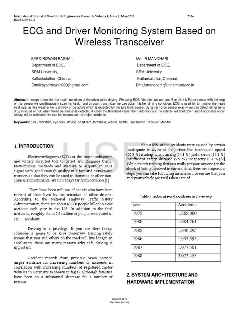 Researchpaper ECG and Driver Monitoring System Based On Wireless ...