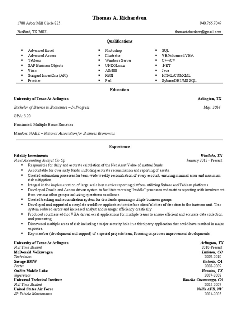 Thomas Richardson - Resume | PDF | Microsoft Sql Server | Visual Basic ...