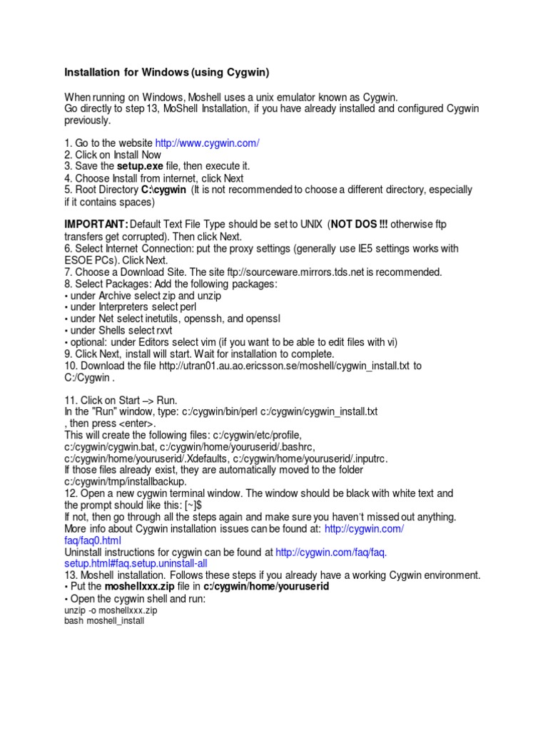 Moshell Installation For Windows | PDF | Zip (File Format) | Computer File