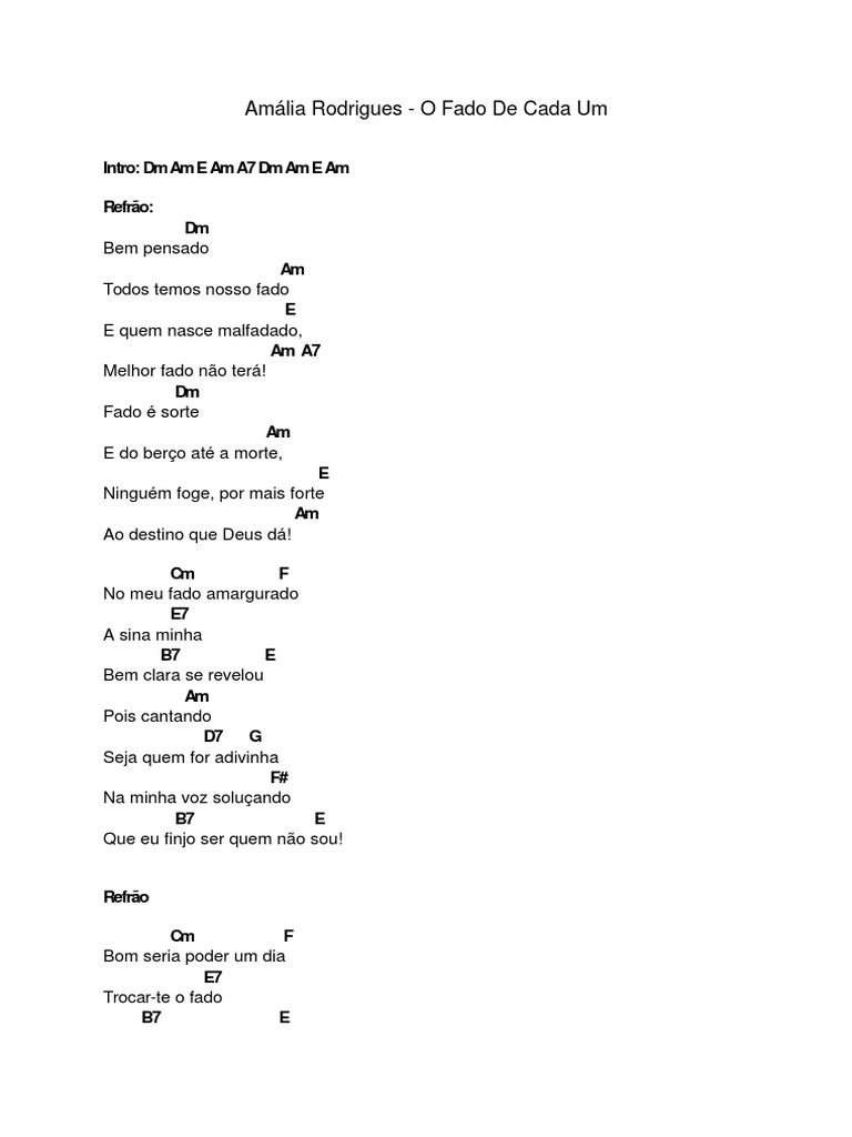 Acordes - Fado de Cada Um | PDF