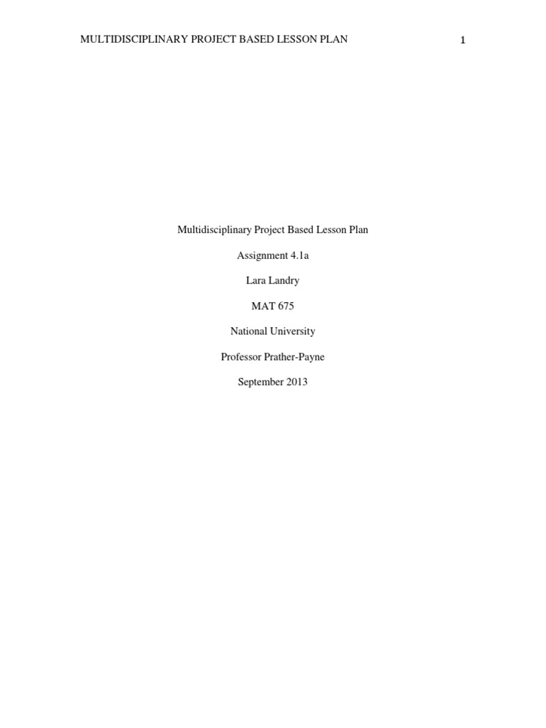 MAT675 4.1a Multidisciplinary Project Based Lesson Plan | PDF | Lesson ...