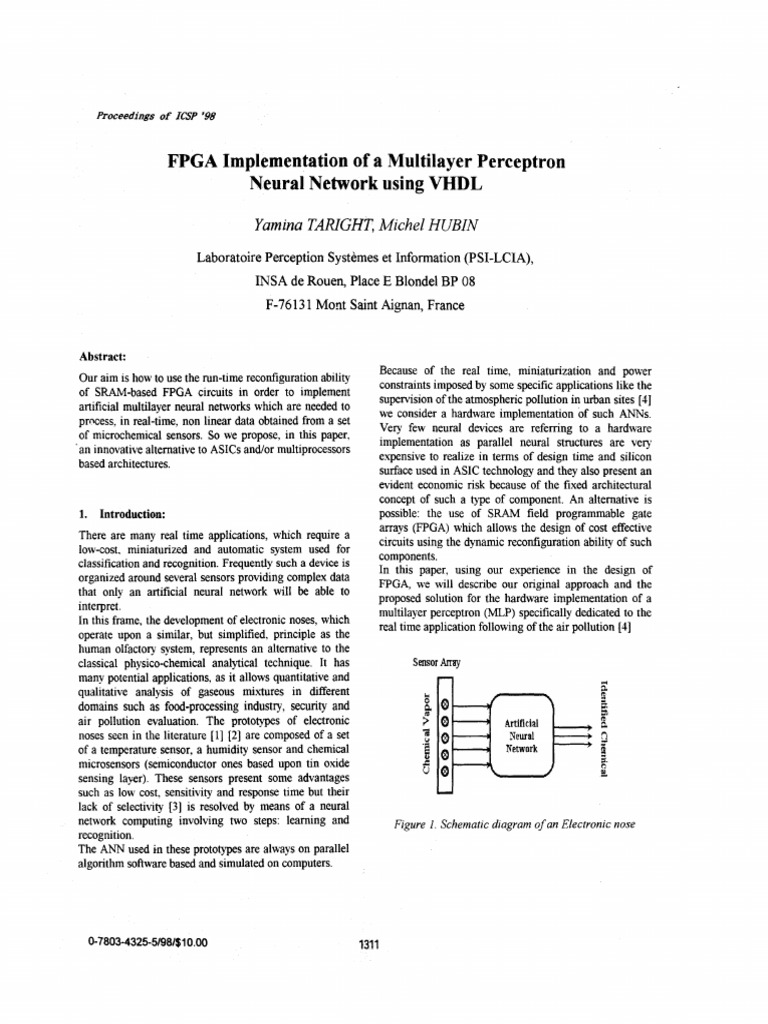 Fpga Implementation Of A Multilayer Perceptron Neural Network Using Vhdl Pdf Field 