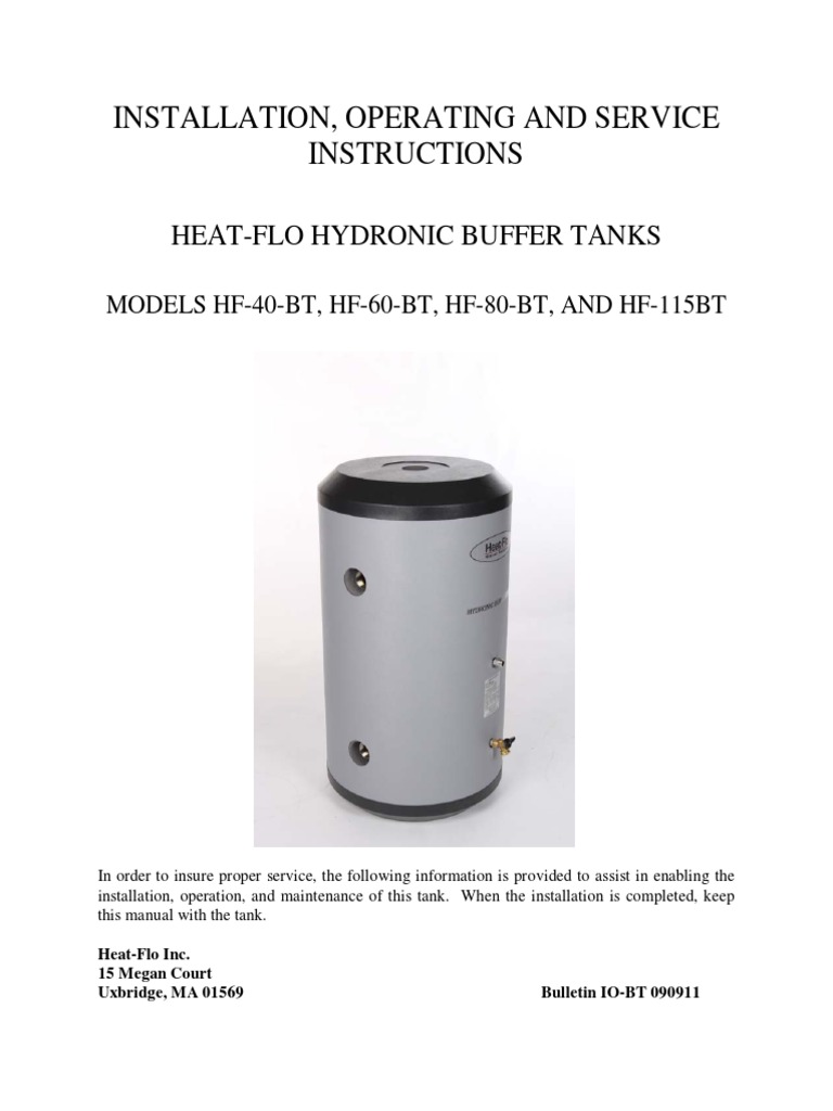 Hydronic Buffer Tank Install Manual 090811 | Download Free PDF | Water ...