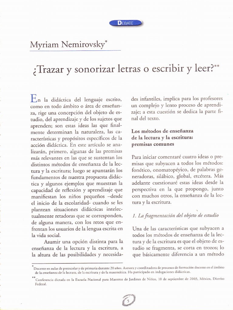 Myriam Nemirovsky | PDF | Lectura (proceso) | Escritura