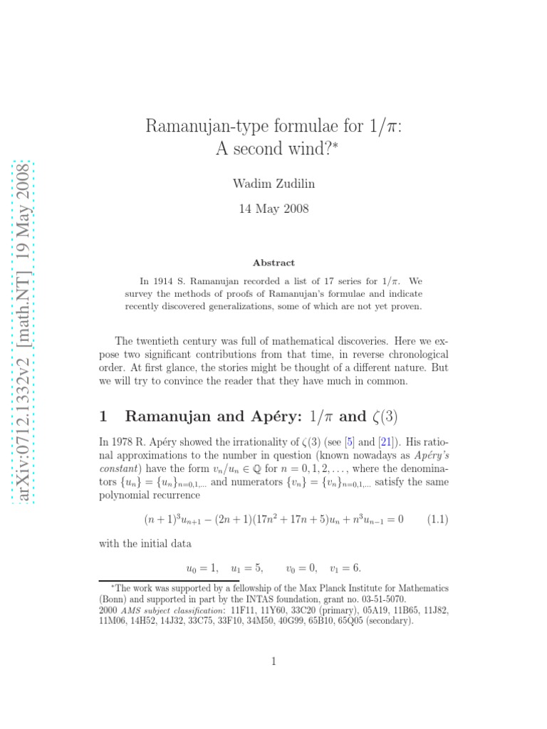 Ramanujan Formule | Pi | Functions And Mappings