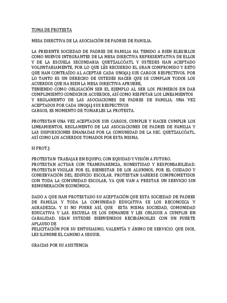 Toma de Protesta | PDF