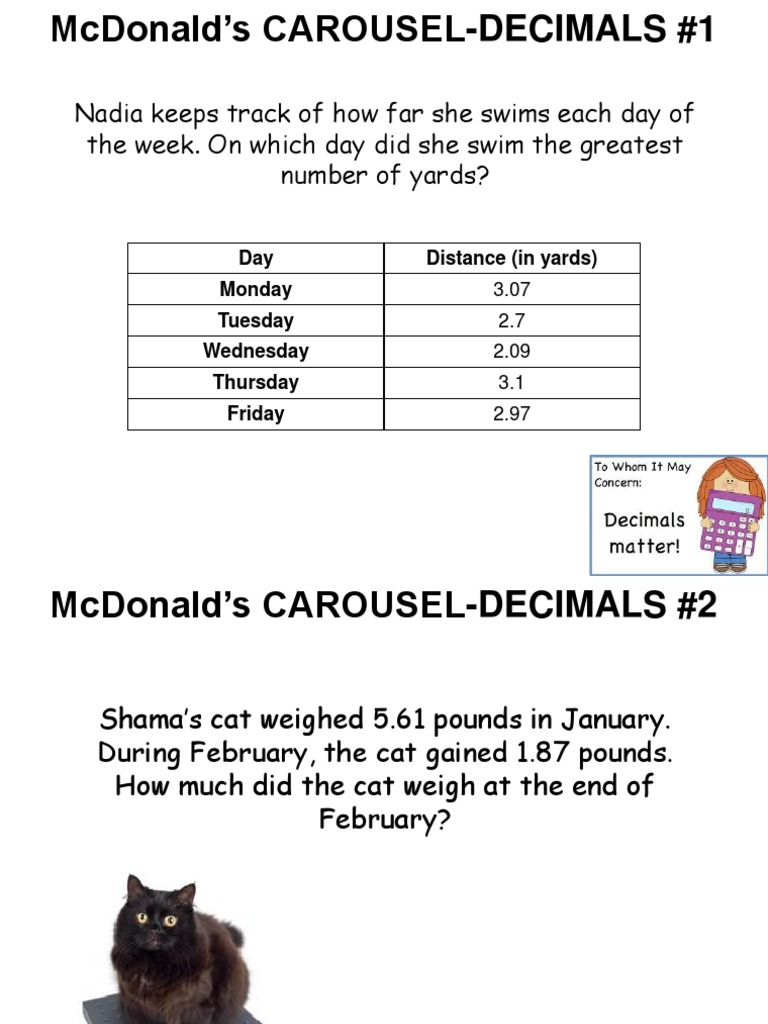 Decimal Carousel Activity | PDF | Teaching Mathematics | Sports