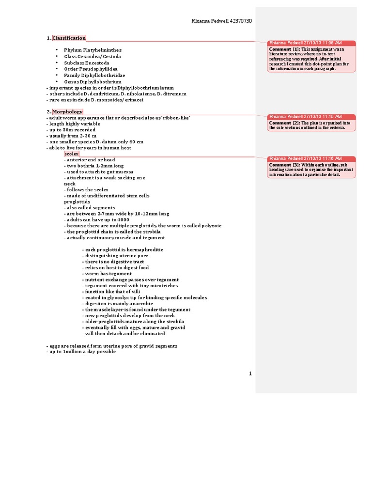 Scie3001 Porfolio Dot Point Plan para | PDF | Organisms | Biology