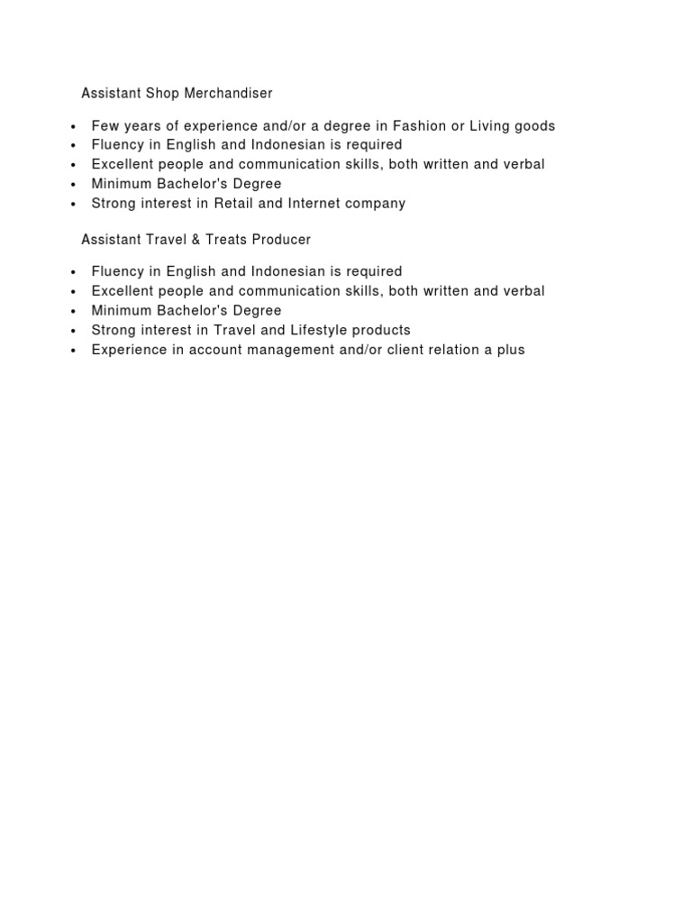 Assistant Shop Merchandiser | PDF | Business