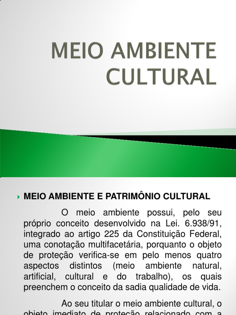 Meio Ambiente Cultural | PDF | Herança cultural | Instituições sociais
