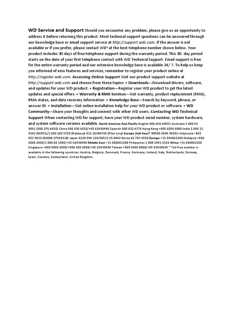 WD Services and Support | PDF | Business | Technology & Engineering
