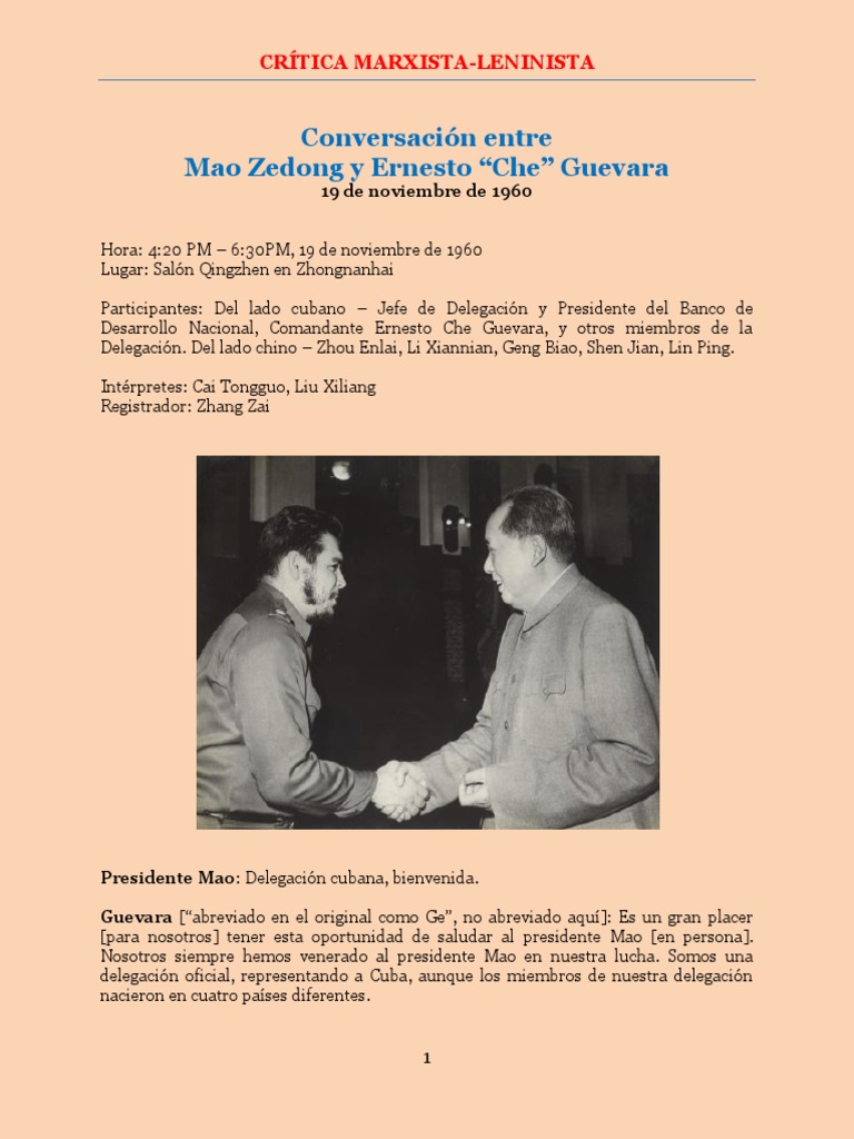 Conversación entre Mao y Che Guevara | PDF | Mao Zedong | Chiang Kai-Shek