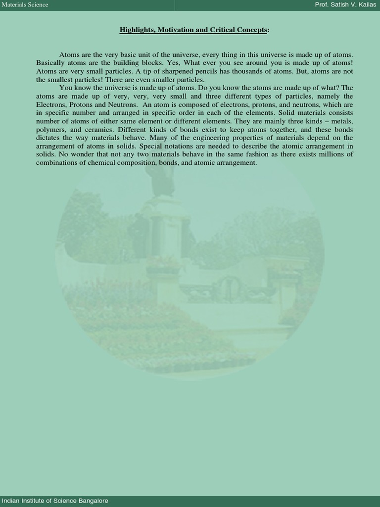 Material Science Motivation | PDF | Chemical Bond | Crystal Structure