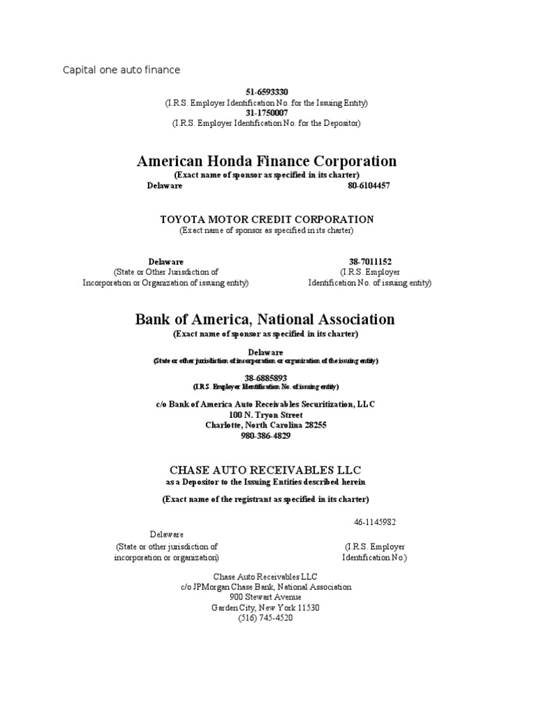 American Honda Finance Corporation: Toyota Motor Credit Corporation | PDF