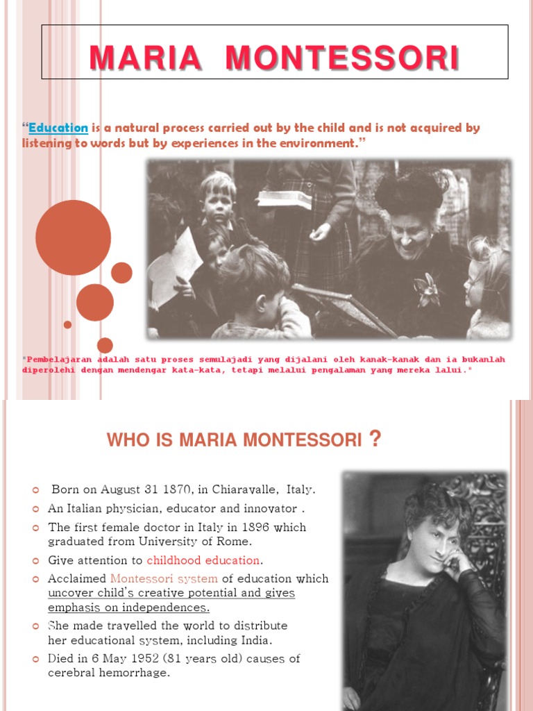 Maria Montessori | PDF | Cognition | Teaching And Learning