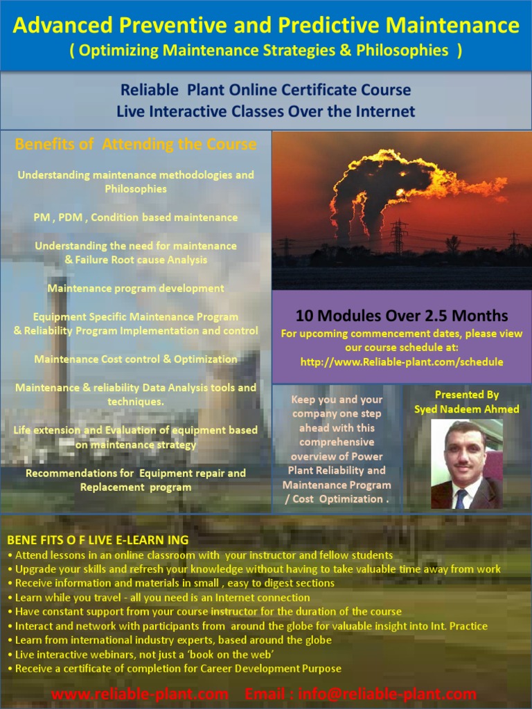 Advanced Preventive and Predictive Maintenance Online Course Brochure ...