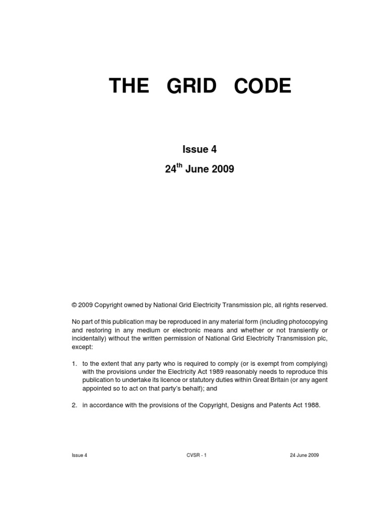 UK National Grid Code (23 June 2009) Complete. | PDF | Electric Power ...