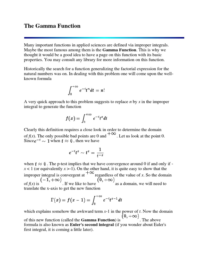 The Gamma Function | PDF | Function (Mathematics) | Integral