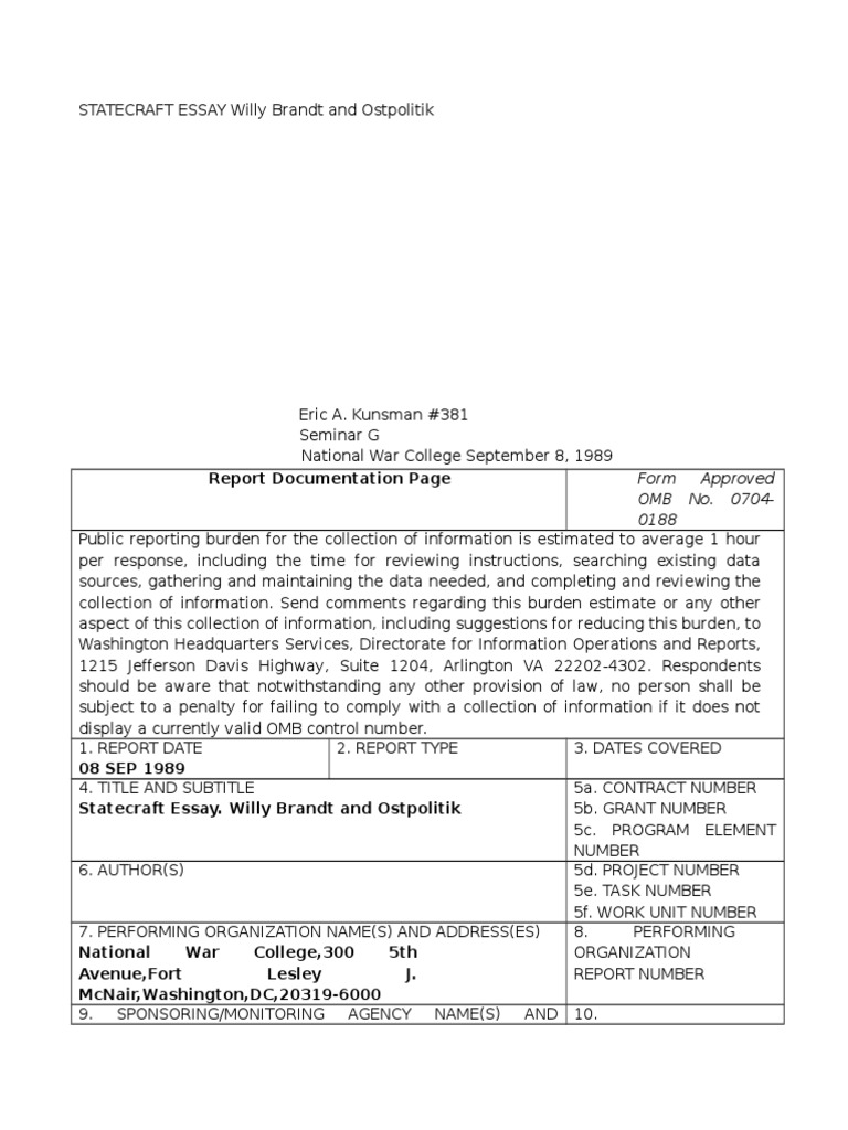 Report Documentation Page: Form Approved OMB No. 0704-0188 | PDF | East ...