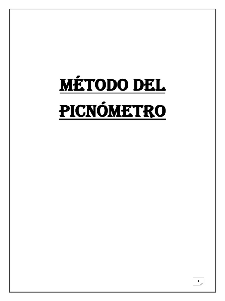 Metodo Del Picnometro | PDF | Densidad | Cantidades fisicas