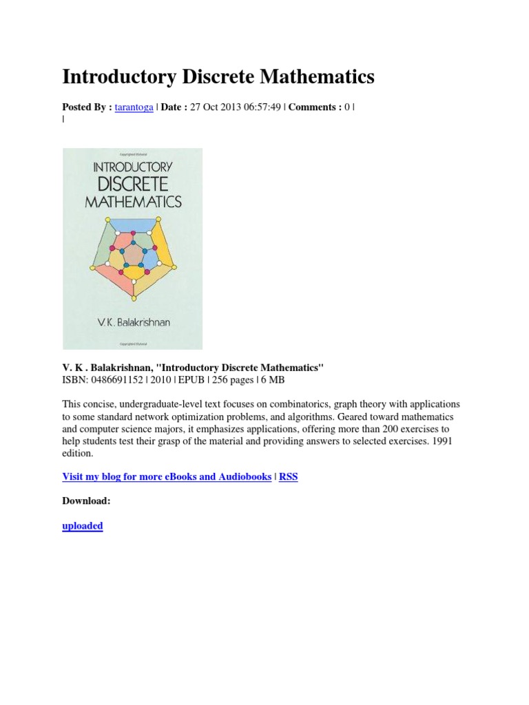 Introductory Discrete Mathematics Pdf