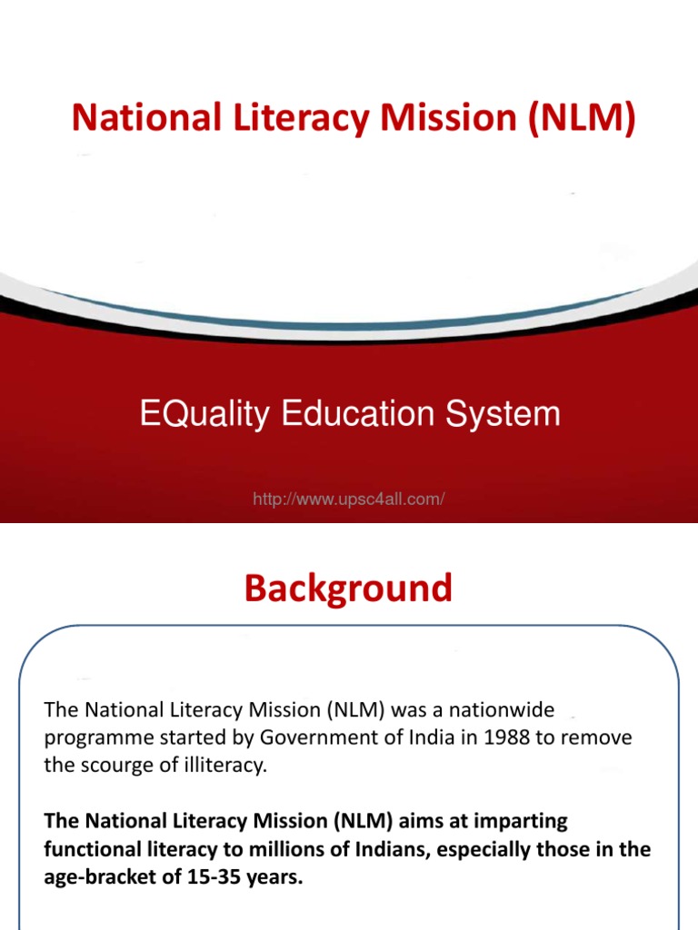 Notes On National Literacy Mission (NLM) | PDF | Literacy | Behavior ...
