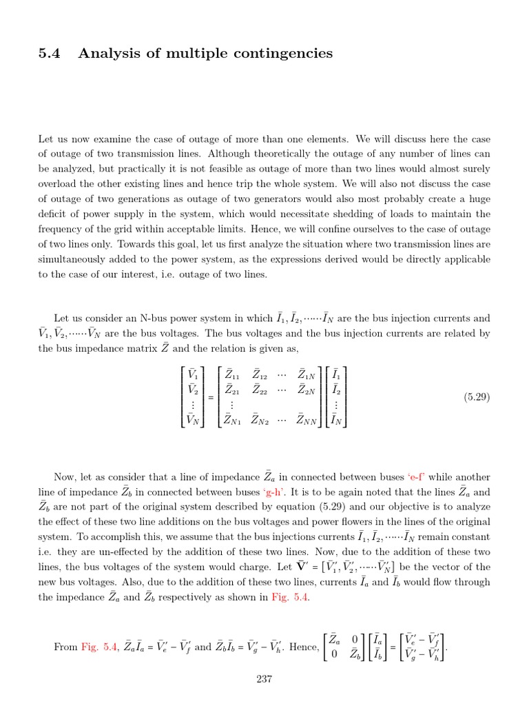 5.4 Analysis of Multiple Contingencies: I, I, V, V, Z V V Z Z Z Z Z Z I ...