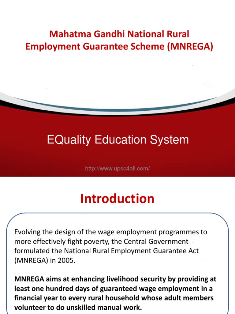 Mahatma Gandhi National Rural Employment Guarantee Scheme (MNREGA) PDF ...