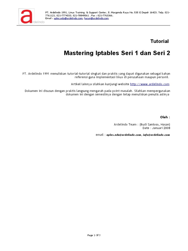 Tutor Mastering Iptables PDF | PDF