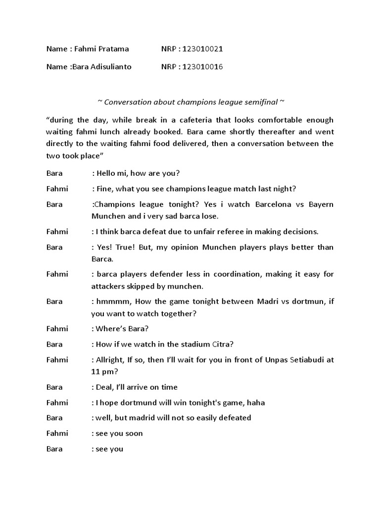 Champions League Semifinal Chat | PDF