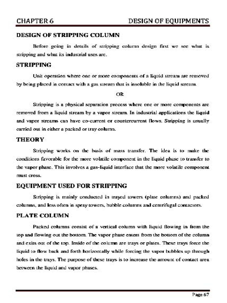 Design of Stripping Column PDF | PDF