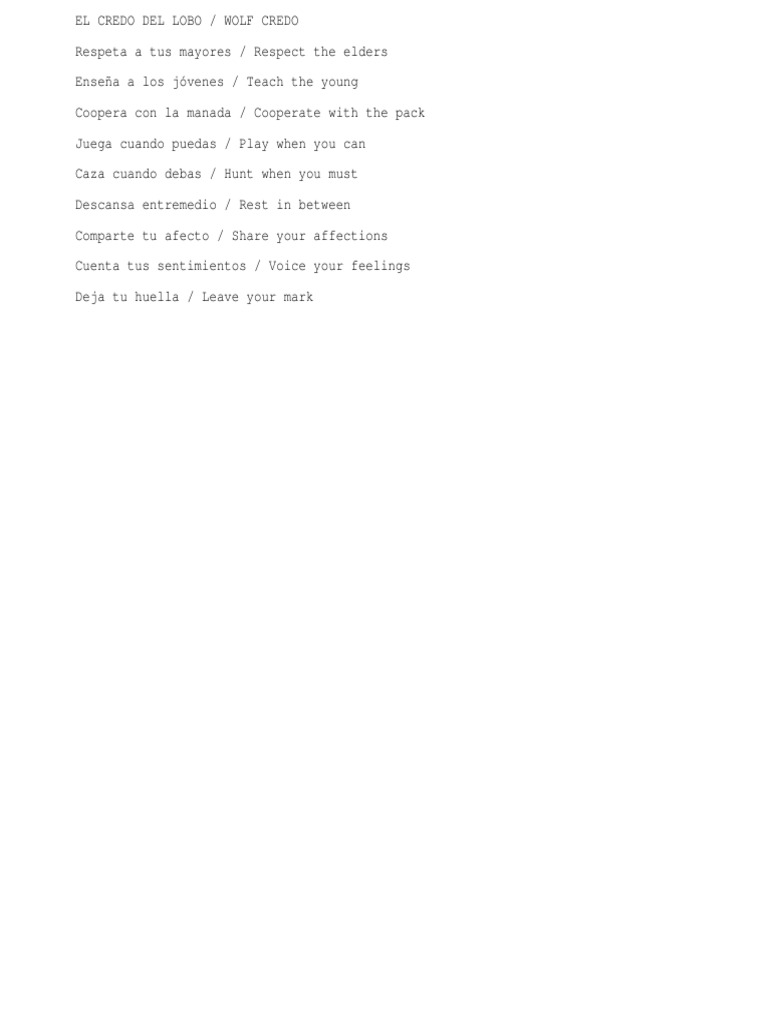 El Credo Del Lobo Wolf Credo | PDF