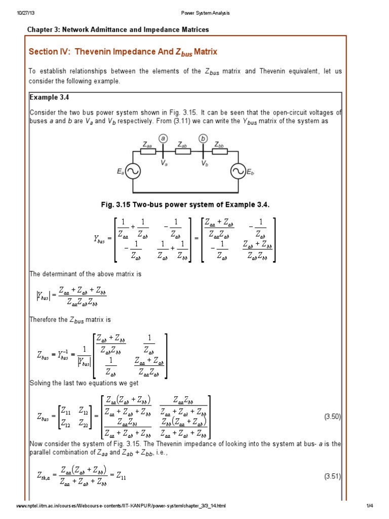 Zbus Matrix and Thevenin Impedance Analysis | PDF | Electrical ...