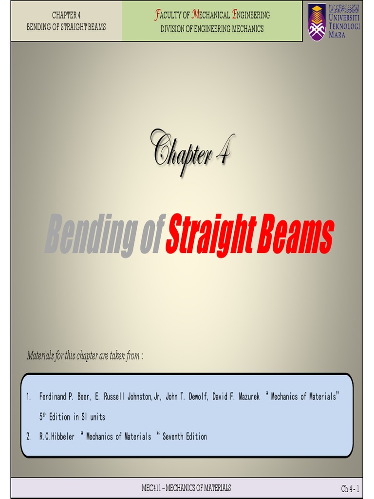 Bending of Straight Beams in Mechanics | PDF | Bending | Beam (Structure)