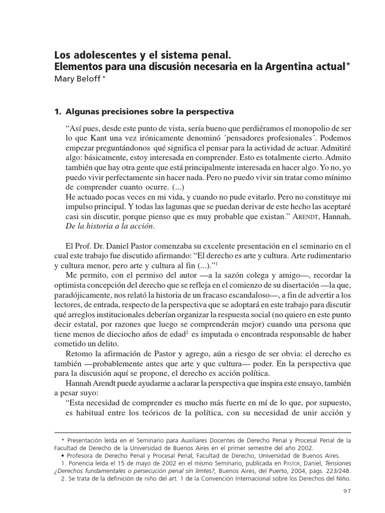 Los Adolescentes y El Sistema Penal (Mary Beloff) | PDF