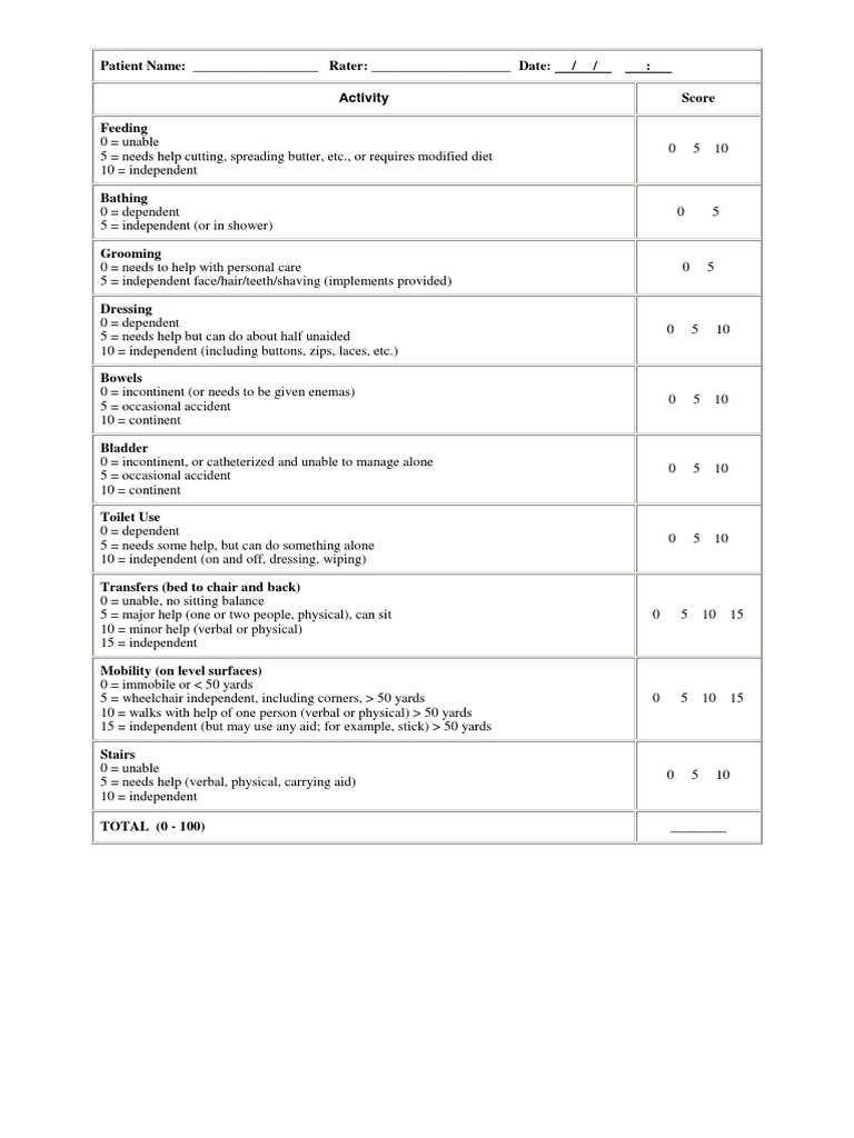 BARTHEL | PDF | Test (Assessment) | Cognitive Science