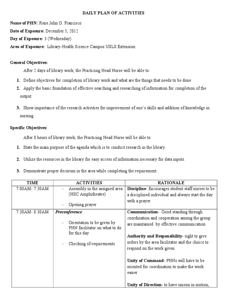 Daily Plan of Activites 3 - Library Work | PDF | Libraries | Information