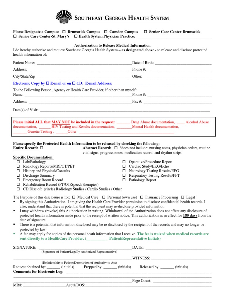 Roi Authorization Revision Final 08 27 13 PDF | PDF | Medical Record ...
