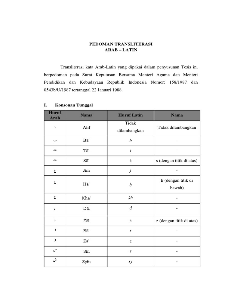Pedoman Transliterasi New | PDF