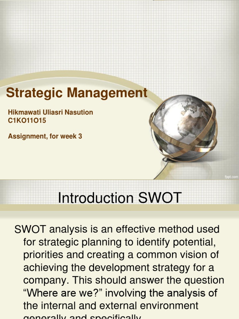 Strategic Analysis Tools for Organizational Planning: An Overview of ...