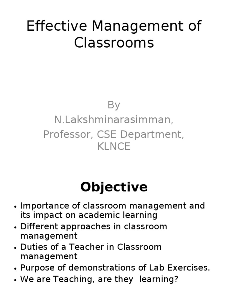 Effective Classroom Management | PDF | Classroom Management | Change